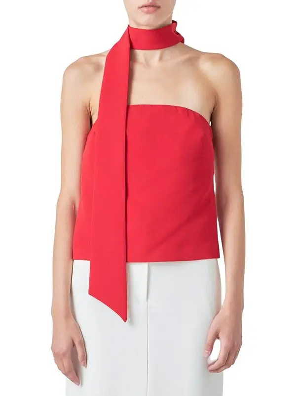 GREY LAB Choker Tie Top - Red