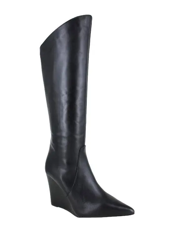 ZIGI Karlin Leather Wedge Boots - Black Leather