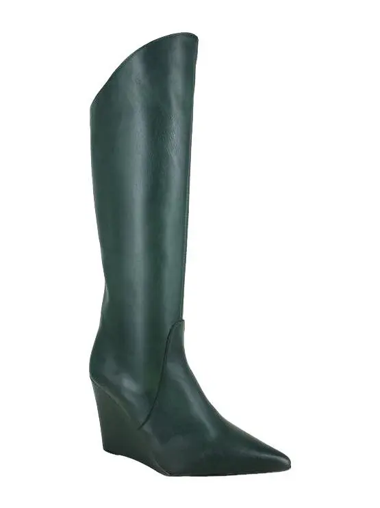 ZIGI Karlin Leather Wedge Boots - Green Leather