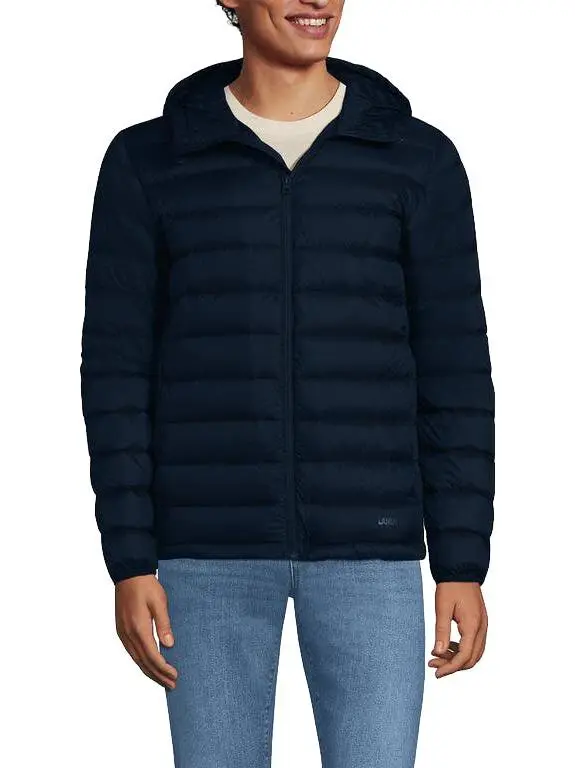 LANDS' END Wanderweight Ultralight Packable Hooded Down Jacket - Radiant Navy