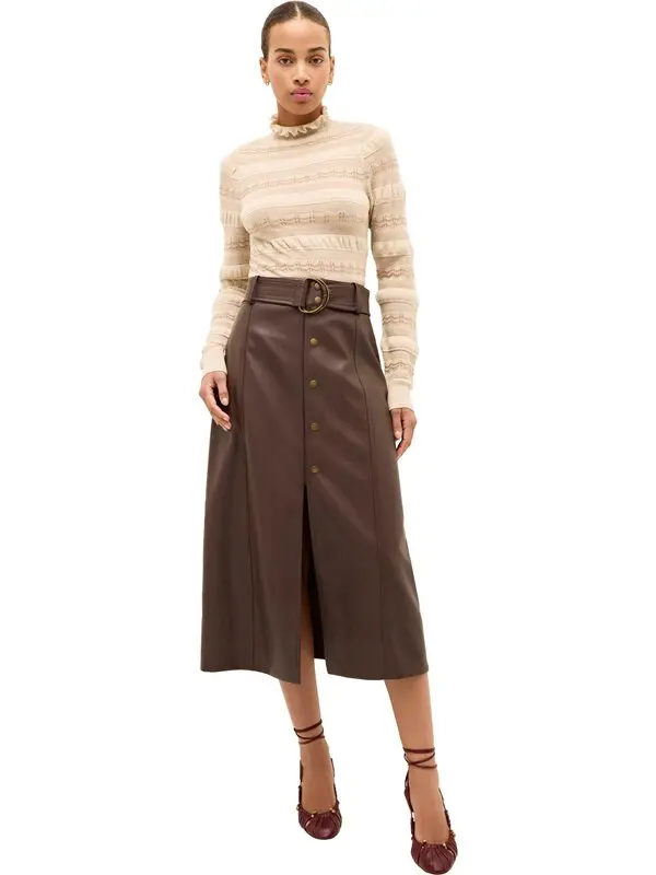 MARIE OLIVER Chelsea Vegan Leather Skirt - Walnut