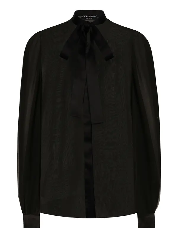 Dolce & Gabbana Silk Chiffon Shirt With Pussy-bow - Black
