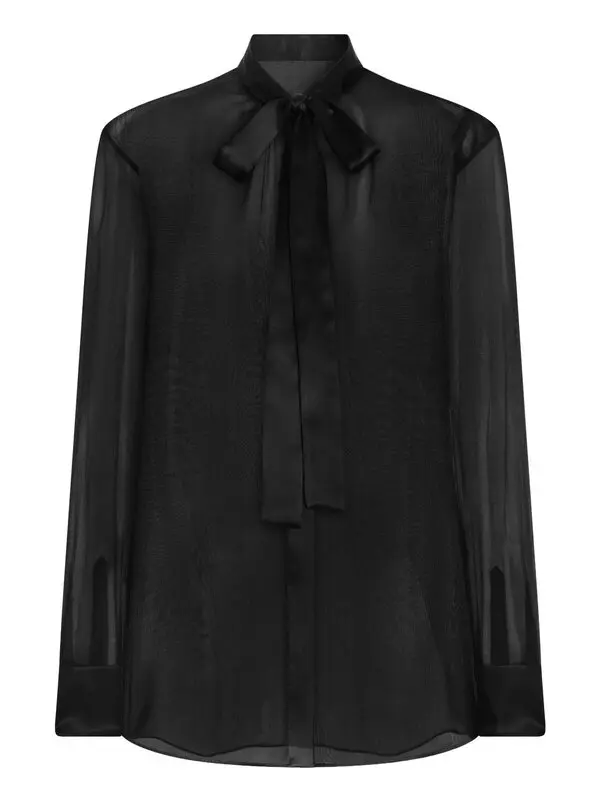 Dolce & Gabbana Silk Chiffon Shirt With Pussy-bow - Black