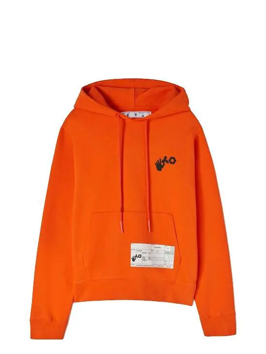 Off-White Off- X T-shirtnage Engineering Logo Patch Hoodie - Orange/white