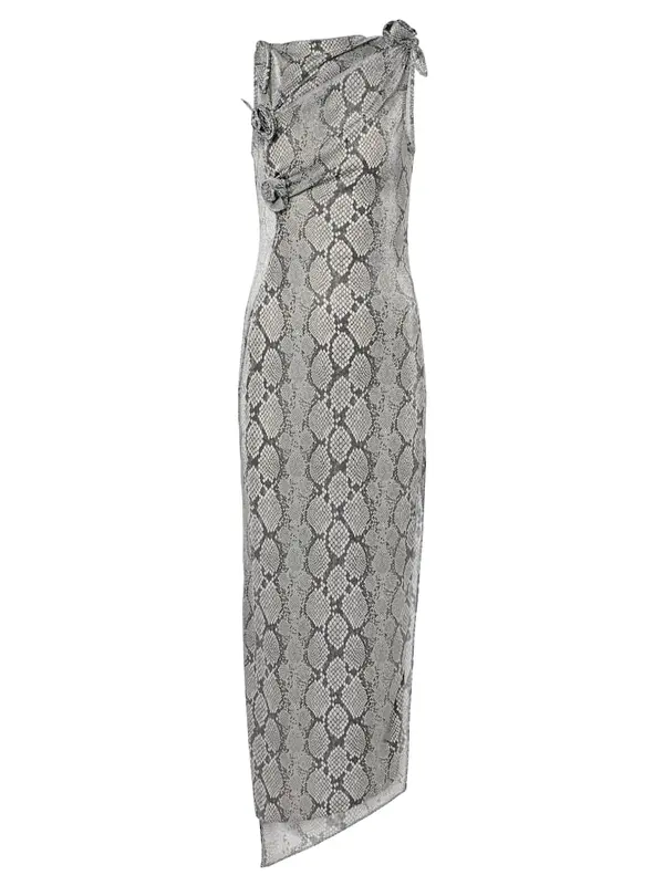Coperni Snake-effect Asymmetric Maxi Dress - Grey