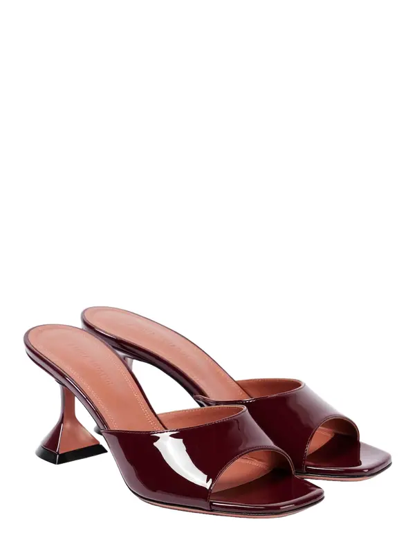 Amina Muaddi Lupita 70 Patent Leather Mules - Burgundy