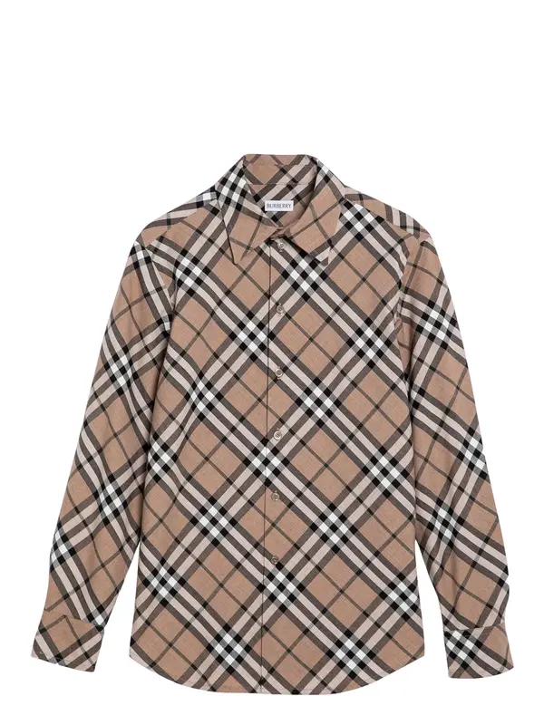Burberry Check Wool-blend Shirt - Beige