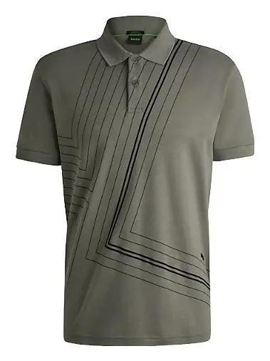 BOSS Interlock Fineline-artwork Cotton-jersey Polo Shirt - Light/pastel Grey