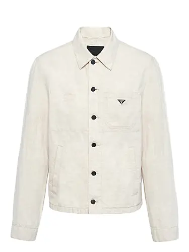 Prada Branded-plaque Chest-pocket Jacket - Neutral