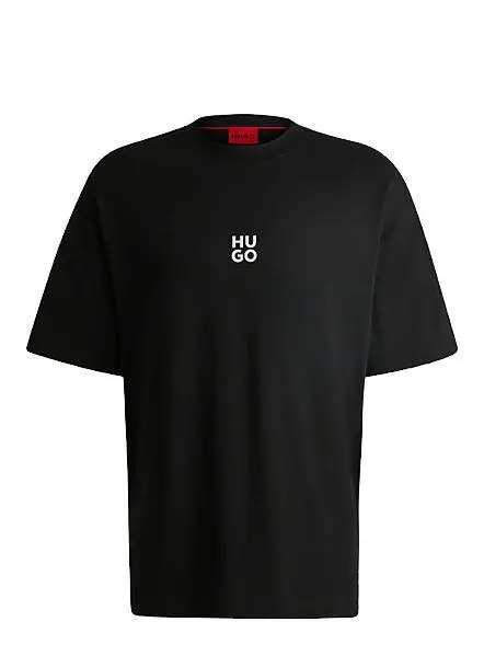 Hugo Leisure Graphic-print Cotton-jersey T-shirt - Black