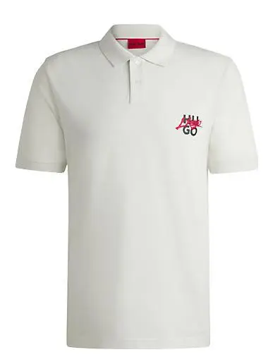 Hugo Double-logo Cotton-piqué Polo Shirt - Natural