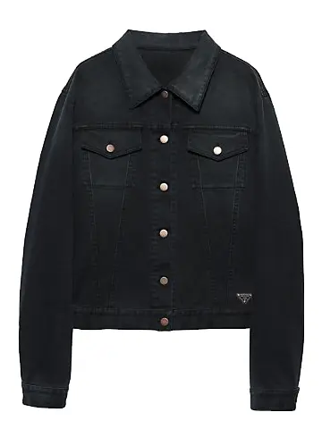 Prada Logo Badge Relaxed-fit Denim Jacket - Black