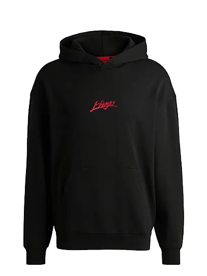 Hugo Boss Cotton-jersey Hoody With Logo - Black