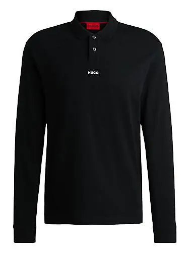 Hugo Logo-print Relaxed-fit Cotton-piqué Polo Shirt - Black