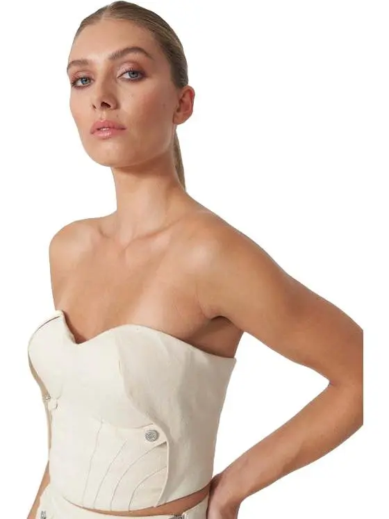 JENDUE Chaby Strapless Corset Crop Top - Deep Blue