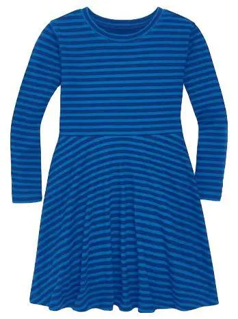 PRIMARY Long Sleeve Striped Dress - Blueberry Cobalt Stripe