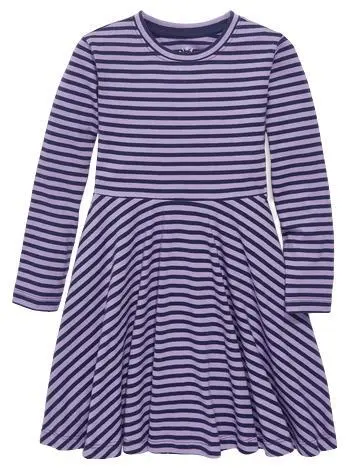 PRIMARY Long Sleeve Striped Dress - Iris Navy Stripe