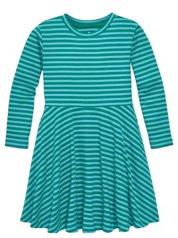 PRIMARY Long Sleeve Striped Dress - Teal Lagoon Stripe