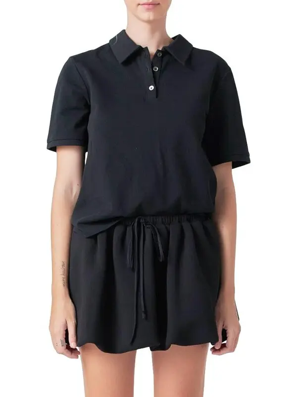 GREY LAB Cotton Piqué Polo - Black