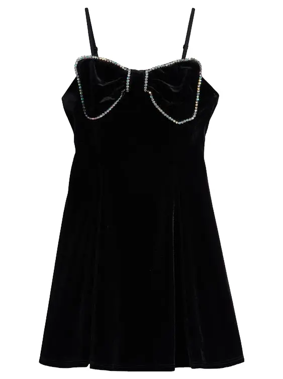 LOVE, NICKIE LEW Velvet Dress With Bow - Black