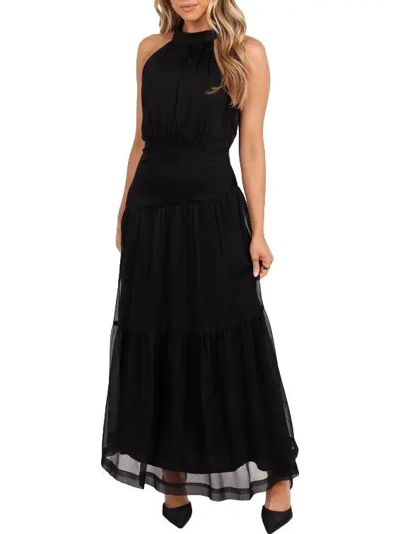 PETAL & PUP Eden Halter Maxi Dress - Black