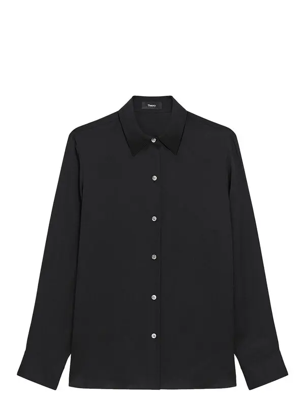 Theory Silk Straight Shirt - Black