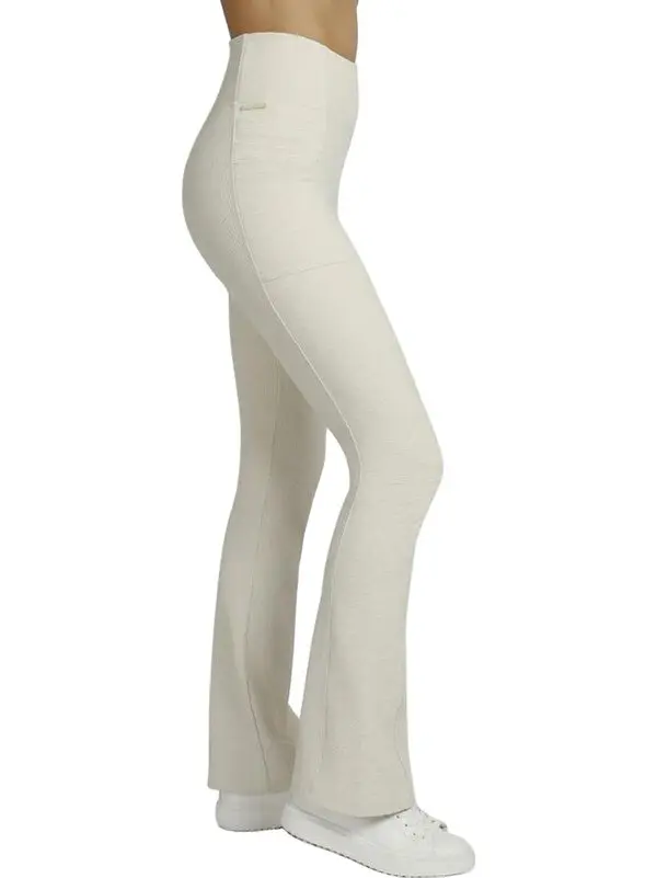 Blanc Noir Directional Rib Bootcut Pants - Chalk