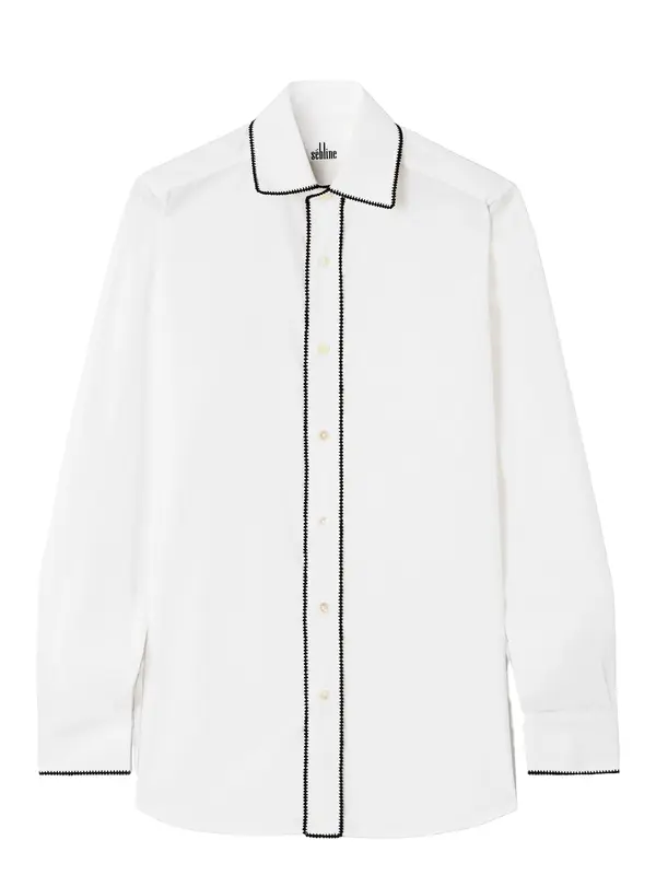 SEBLINE Embroidered Cotton-poplin Shirt - White