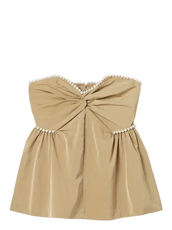 KIKA VARGAS Hebe Faux Pearl-embellished Top - Neutrals