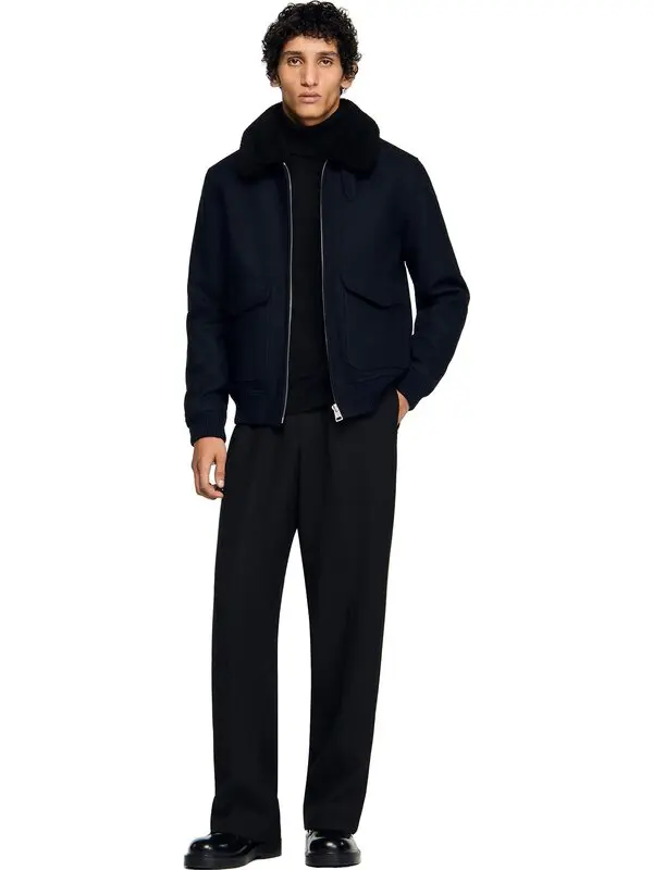 Sandro Zip-up Jacket - Navy Blue