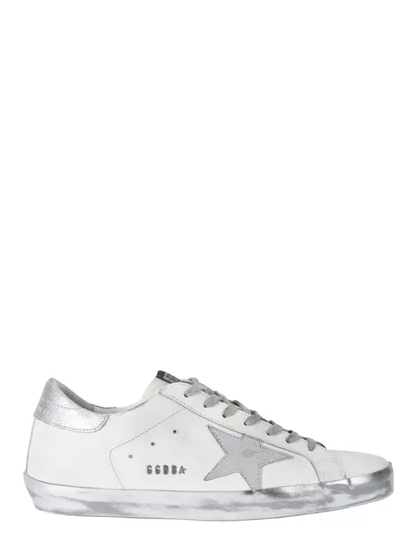 GOLDEN GOOSE Leather Super-star Sneakers - Silver