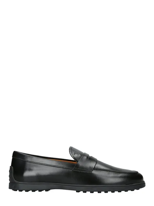 TOD'S Leather Gomma Loafers With Studded Sole - Black