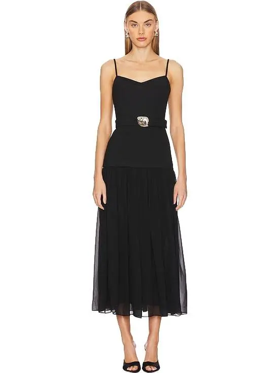 NICHOLAS Susie Pleated Midi Dress - Black