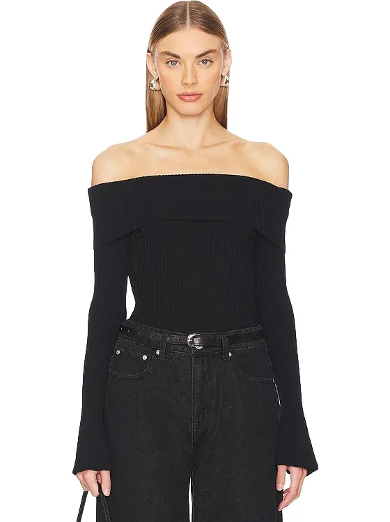 MORE TO COME Candace Off Shoulder Sweater - Black