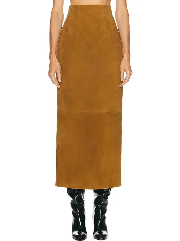 Khaite Loxley Suede Skirt - Toffee