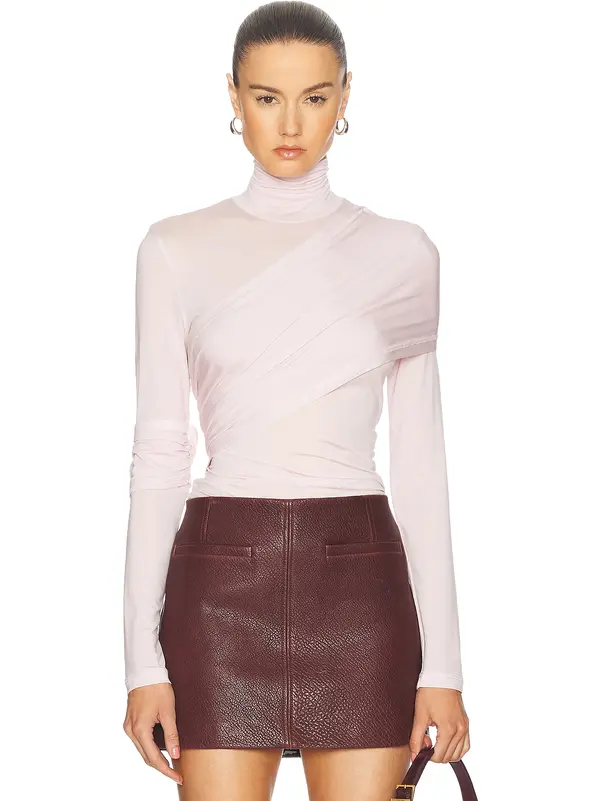 Helmut Lang Turtleneck Wrap Top - Dusty Pink