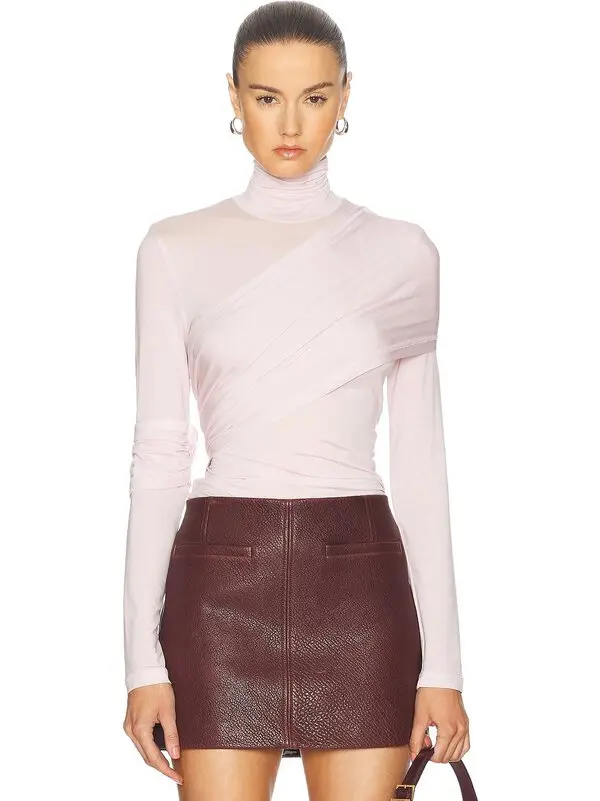 Helmut Lang Turtleneck Wrap Top - Dusty Pink