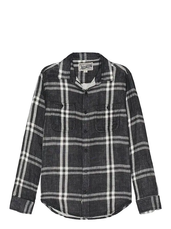 SCHOTT Double Weave Plaid Work Shirt - Black