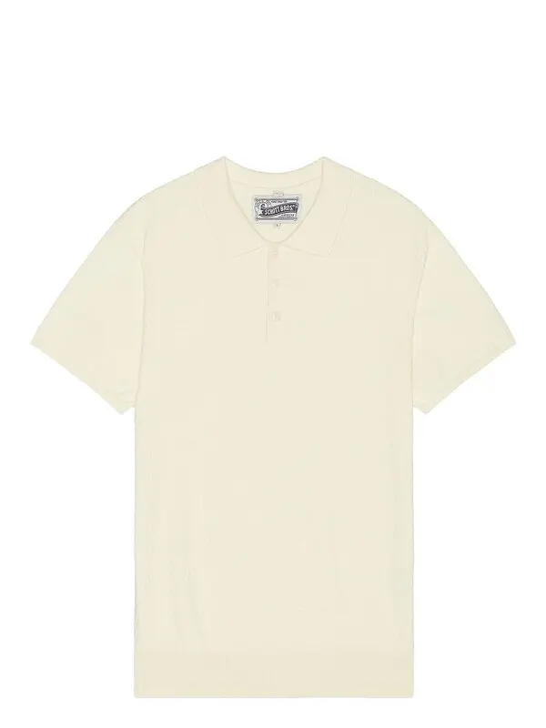 SCHOTT Basket Weave Polo In White - Off White