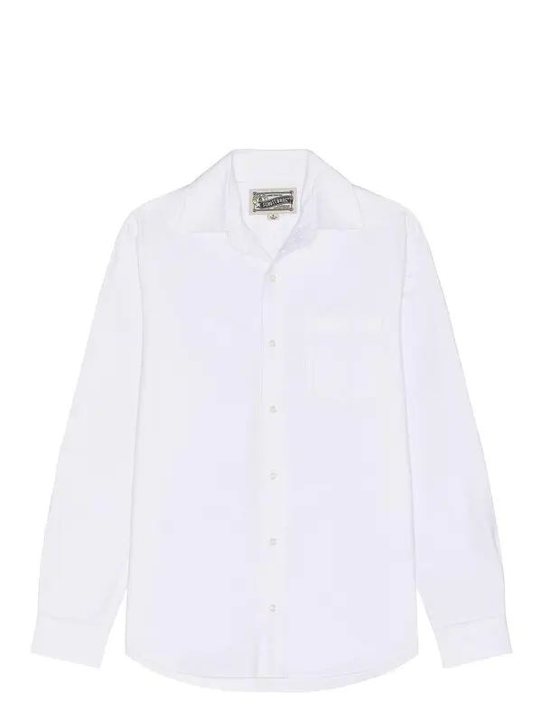 SCHOTT Long Sleeve Oxford Shirt - White