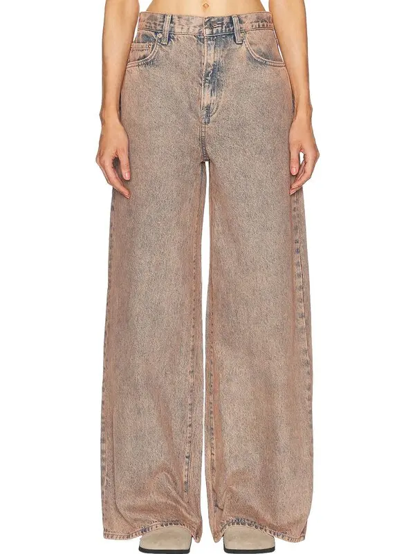 GRLFRND Luna Mid-rise Wide Leg Jeans - Calico