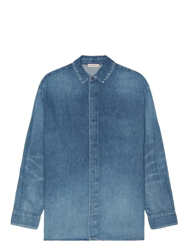 Fear Of God Denim Shirt In Blue - Medium Indigo