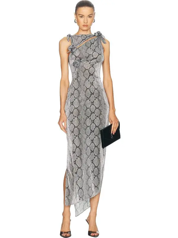 Coperni Asymmetric Flower Gown - Print Snake