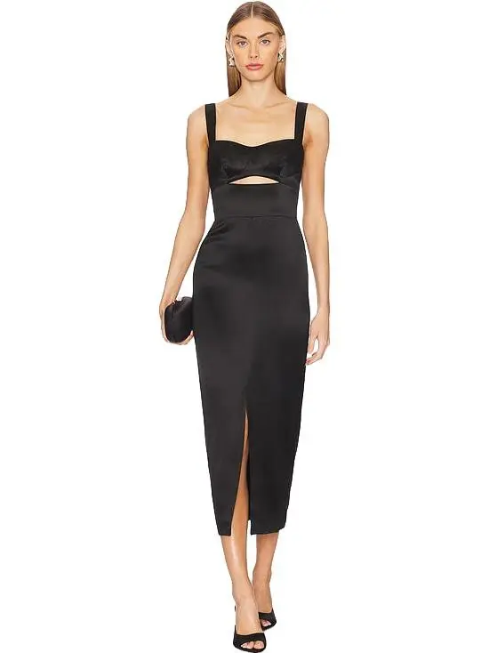 NICHOLAS Gia Bonded Corset Bodice Dress - Black