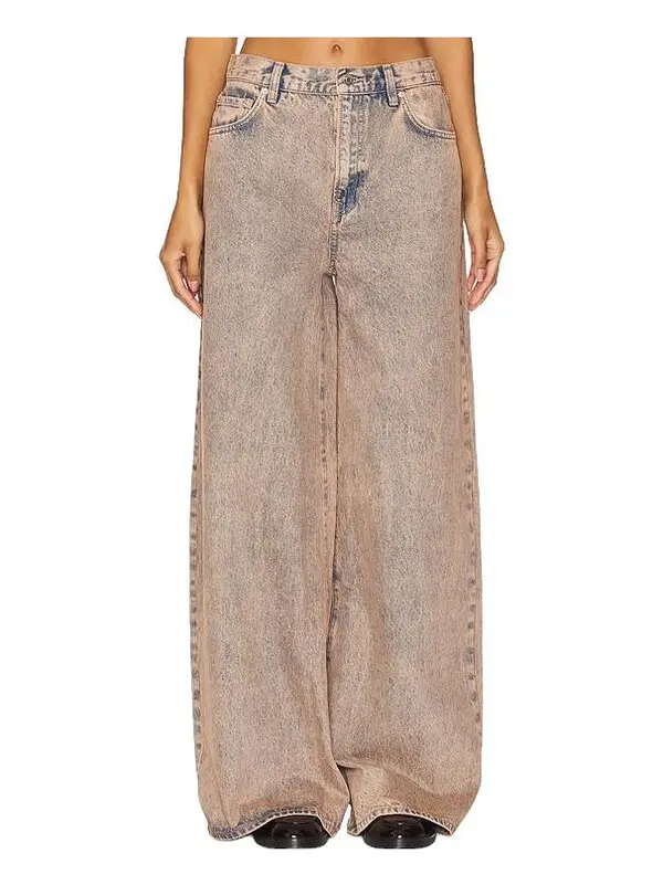 GRLFRND Luna Mid-rise Wide Leg Jeans - Brown