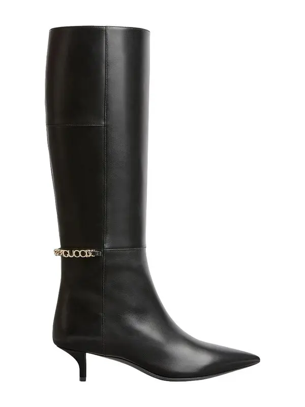 Gucci Signoria 50mm Leather Tall Boots - Black
