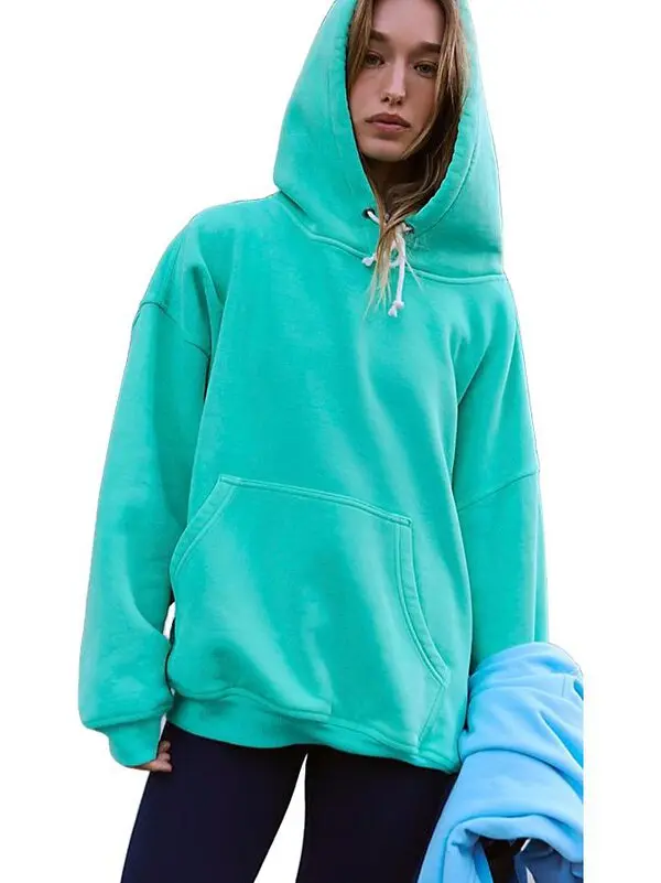 Free People Final Call Hoodie - Hot Turquoise