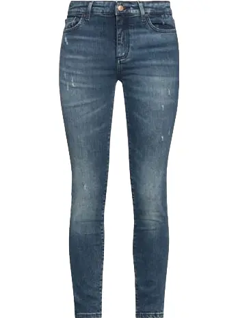 Armani Exchange Skinny Jeans With Leather Trims - Blue