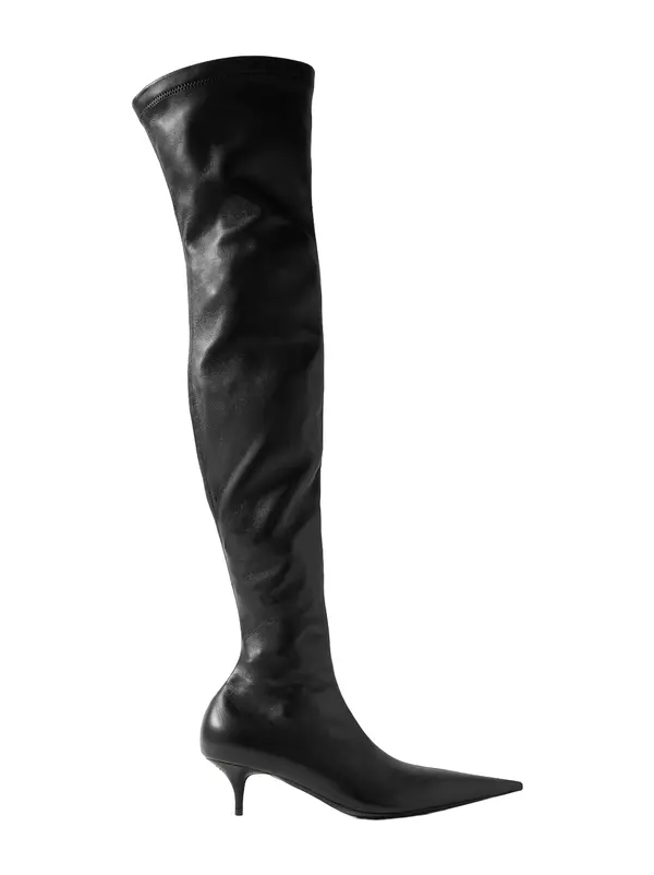 Balenciaga Avenue Leather Over-the-knee Boots - Black