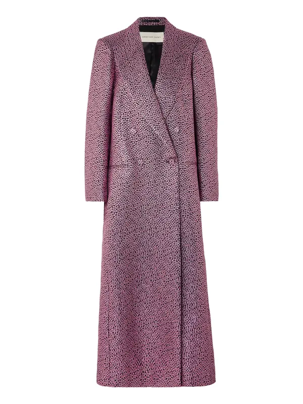 Dries Van Noten Metallic Jacquard-crepon Coat - Pink